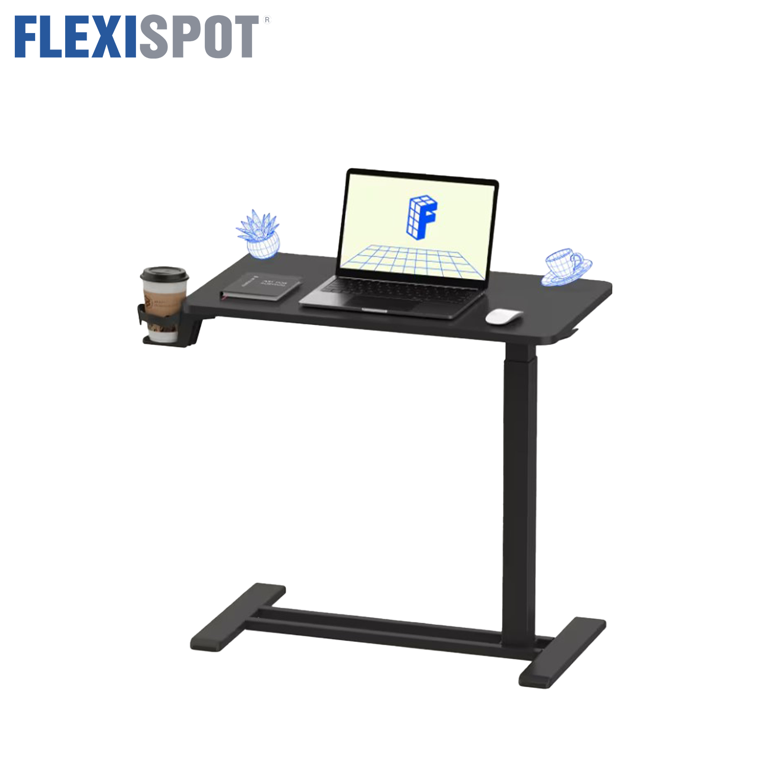 Flexispot H7B Height Adjustable Overbed Table Black Colour